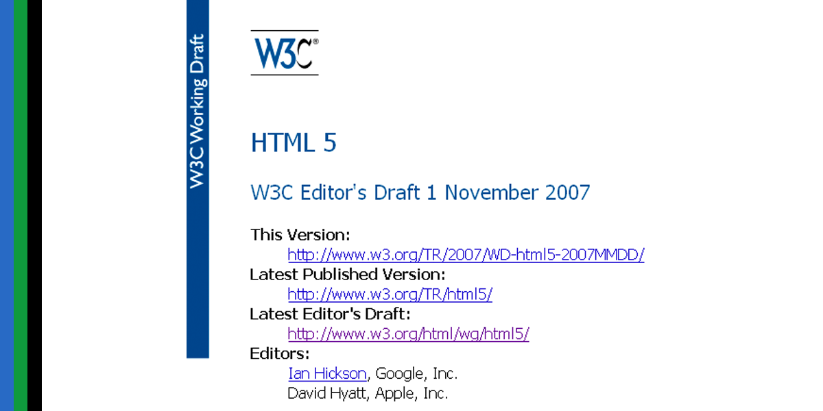 HTML 5 W3C Editor’s Draft 1 November 2007 | 장군블로그